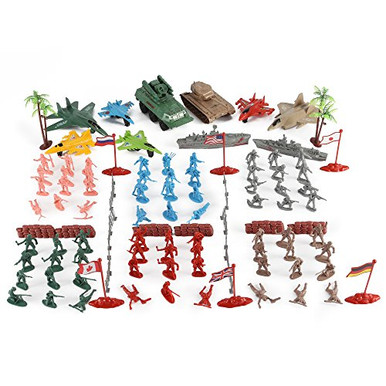 Army Men Action Figures Soldier Bucket Playset with Scaled Tanks ...