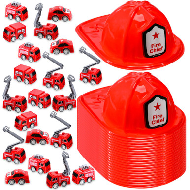 Libima 40 Pieces Mini Pullback Fire Engine Toy Trucks Firefighter Chief ...