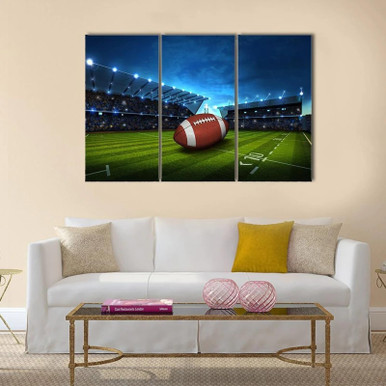 Wall Art Home Decorations 3 Piece Green Football Stadium Canvas Posters ...