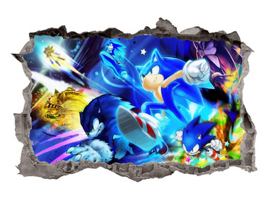 Adventure Sonic Wall Decals Art 3D Smashed Custom Hedgehog Kids Room ...
