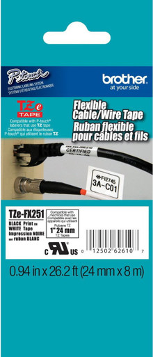 2/Pack Genuine Brother 1" (24mm) Black on White Flexible Cable and Wire ...