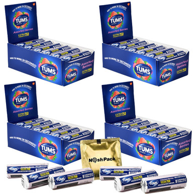 Tums Antacid Chewable Tablets for Travel, 12 Rolls Extra Strength Fast ...