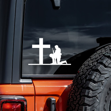 Kneeling Soldier at Cross Decal Vinyl Sticker Auto Car Truck Wall ...