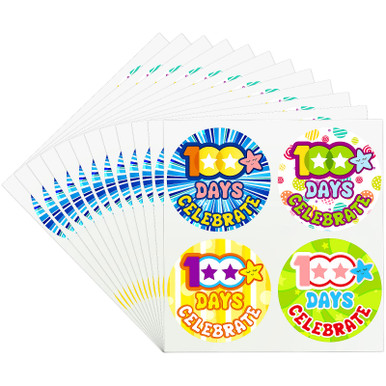 48 Pieces 100 Days of School Stickers Colored Self Adhesive 100 Days ...