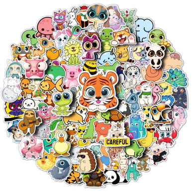 BIUQIA 100Pcs Cute Animal Stickers for Kids,Vinyl Waterproof Aesthetic ...