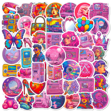 Y2k Aesthetic Stickers 50 Pcs, Cute 2000s Pink Fashion Retro Sticker ...