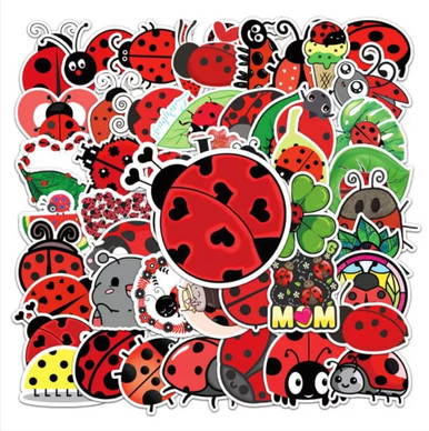ACEPL Ladybugs Stickers 50pcs Cute Cartoon Ladybirds Vinyl Waterproof ...