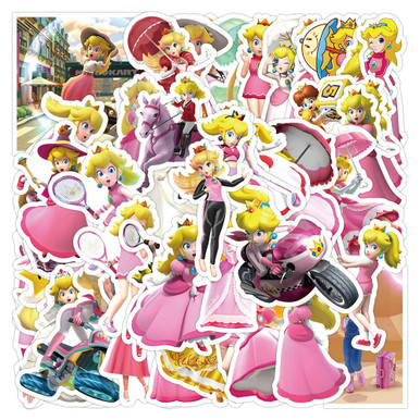 50Pcs Cartoon Game Princess Peach Stickers,Vinyl Waterproof Stickers ...