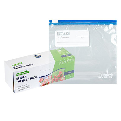 Restaurantware Bag Tek 1 Pint Freezer Slider Bags, 25 Disposable Zipper ...
