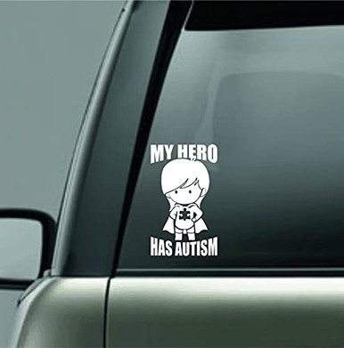 Autism Girl Vinyl Decal Sticker My Hero Has Autism Autistic Awareness ...