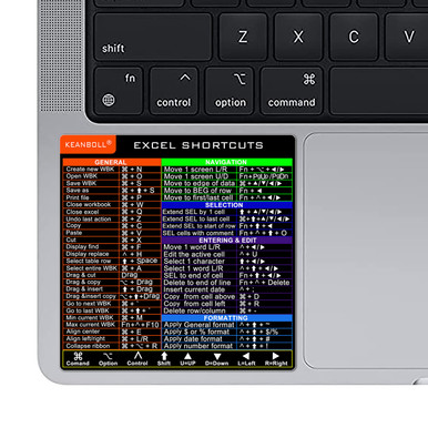 Mac OS Excel Shortcuts Stickers,Vinyl Waterproof Quick Reference Guide ...