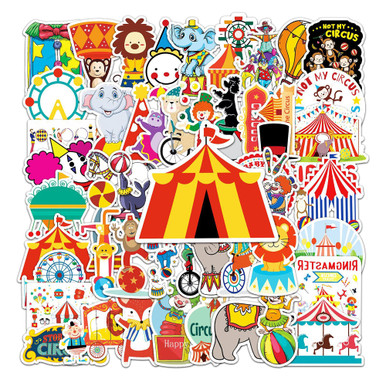 Aiwuding Circus Stickers Pack, 50PCs, Cute Cartoon Aesthetic Vinyl ...