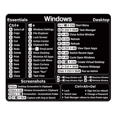 Windows Shortcut Sticker - Windows PC Reference Keyboard Shortcut Vinyl ...