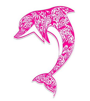 GT Graphics Dolphin Pink - 5" Vinyl Sticker - for Car Laptop I-Pad ...