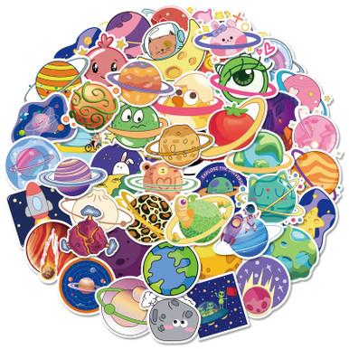 Space Stickers 50 Pcs, Cute Planet Vinyl Decal, Waterproof Sticker Pack ...