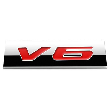 Red Letter V6 Logo Metal Decal Emblem - Warehousesoverstock