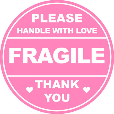 2 inch 150PCS Pink Fragile Handle with Love Labels Stickers Shipping ...