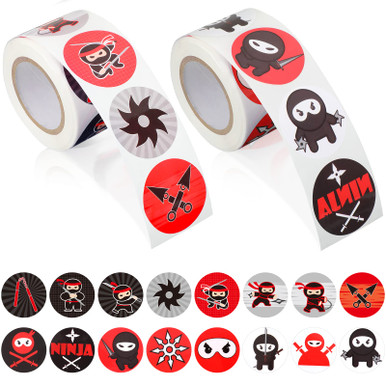 600 Pieces Ninja Roll Stickers Ninja Party Favors Ninja Themed Sticker ...