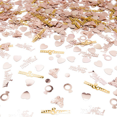 Rose Gold Wedding Confetti Just married heart Glitter Table Confetti ...