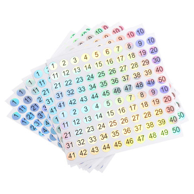 MECCANIXITY Laser Number Stickers, Number 1 to 50 Round Self Adhesive ...