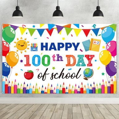 100th Day of School Banner Decorations 100 Days School Background ...