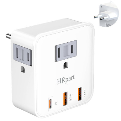 European Travel Plug Adapter, International Plug Adapter,with 20W PD&QC ...
