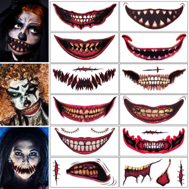 Halloween Mouth Tattoo Stickers Halloween Prank Makeup Temporary Tattoo ...