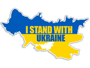 I Stand with Ukraine Shaped Sticker (Support Ukraine Decal, Blue and ...