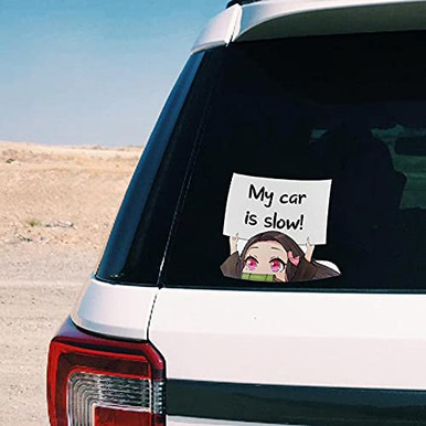 EARLFAMILY 5.1'' Cute Ghost Girl My CAR is Slow Car Stickers Funny ...
