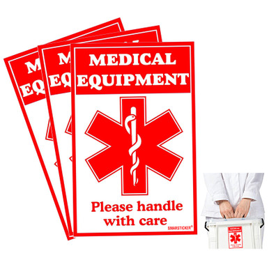 Medical Alert Equipment Luggage Tag Stickers 2x3inch Fluorescent Red ...