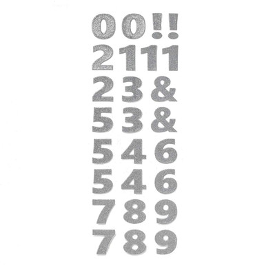 Homeford Big Glitter Number Stickers, Silver, 2-Inch, 26-Piece ...