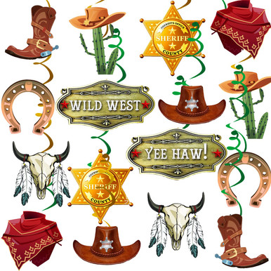Western Cowboy Party Decorations Wild West Cowboy Hanging Swirl ...