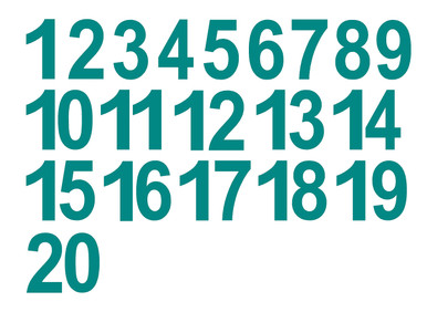 Teal Numbers 1-20 Stickers Vinyl Decals Choose Size from 1" to 8 ...
