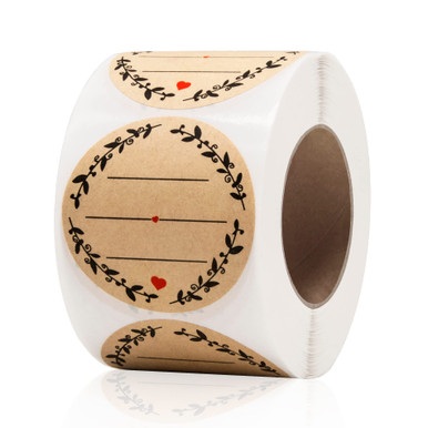 500pcs 2" Label Stickers for Jars and Lids, Wreath Design with 3 Lines ...