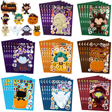 40 Sheets Halloween Stickers for Kids Make Your Own Halloween Stickers ...