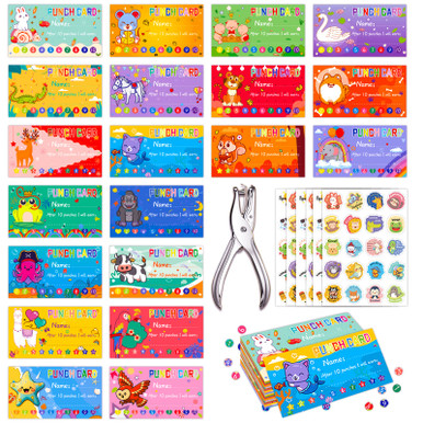 160 PCS Behavior Punch Cards for Kids with Hole Puncher, Reward Cards ...