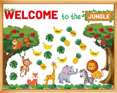Large Welcome to The Jungle Bulletin Board Set Jungle Animals Classroom ...