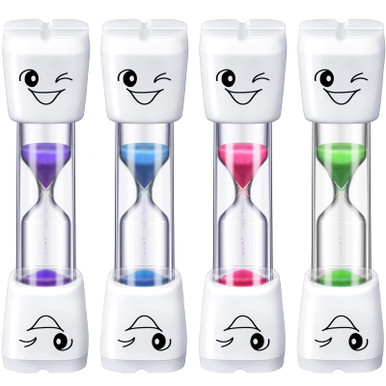 4 Pieces Toothbrush Timer for Kids 3 Minute Sand Timer Smile Pattern ...