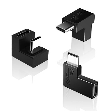 AreMe USB-C Male to Female Adapter (3 Pack), U Shape 180 Degree Angled ...