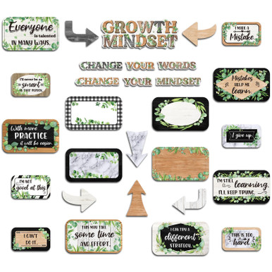 Pasimy 31 Pcs Eucalyptus Classroom Bulletin Board Set Growth Mindset ...