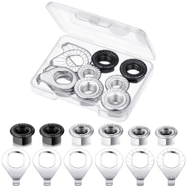 12 Pcs Bike Wheel Axle Nut and Safety Washer Kit 3 Sizes Bicycle Hub ...