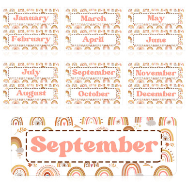 12 Sheets Monthly Headliners Boho Rainbow 12 Months of The Year Headers ...
