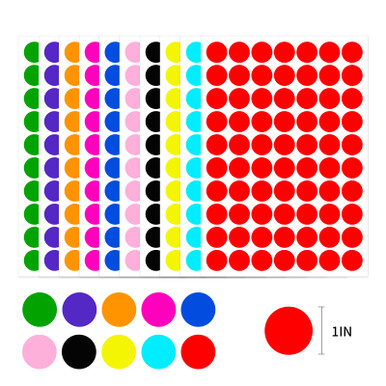 Ouzoustate 1400 PCS 1" Dot Stickers-Waterproof Round Circle Stickers ...