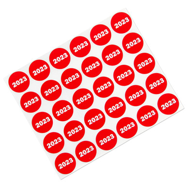 2023 Year Stickers, 0.75" Circle Dot Color Neon Red Coded Year Label ...