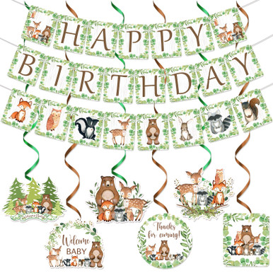 Woodland Creatures Birthday Banner Woodland Happy Birthday Banner ...