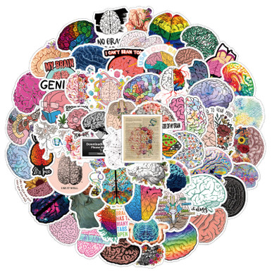 64 PCS Brain Aesthetic Vinyl Colorful Stickers for Birthday Party ...