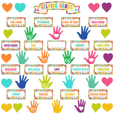 68 Pcs Helping Hands Bulletin Board Classroom Jobs Chart Everyone is ...