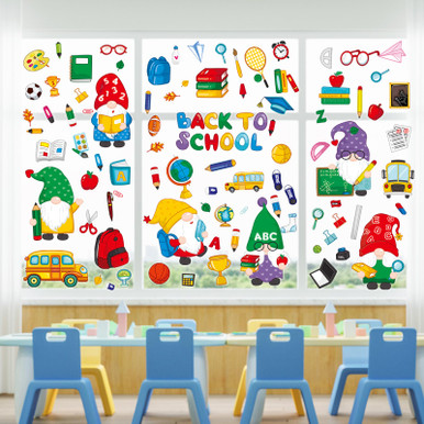 HOWAF 90pcs+ Back to School Gnome Window Clings, First Day of School ...