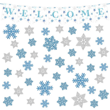 67 Pcs Winter Snowflake Welcome Classroom Bulletin Board Decor Winter ...