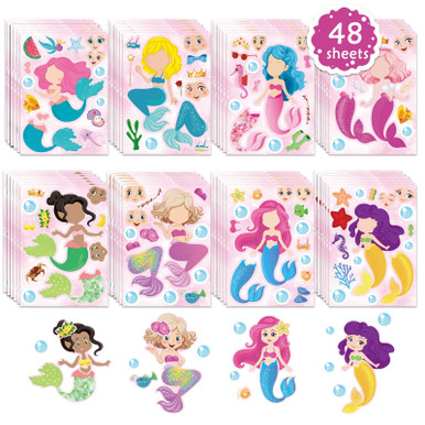 48 Sheets Mermaid Stickers for Girls Make Your Own Mermaid Stickers ...
